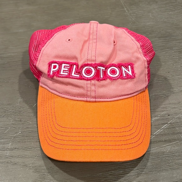 Peloton | Accessories | Pink And Orange Peloton Colorblock Trucker Hat ...